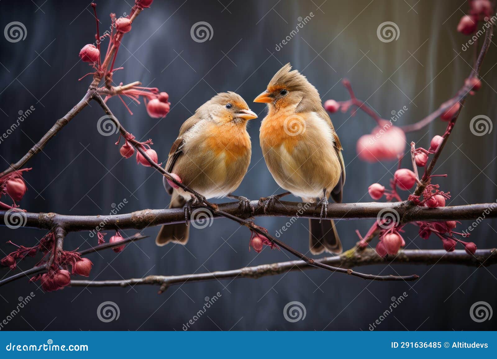 Two Birds Sharing a Small Twig Stock Image - Image of animals ...
