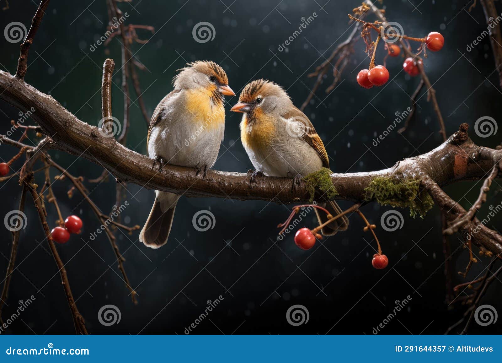 Two Birds Squawking on a Tree Branch Stock Image - Image of feathers ...