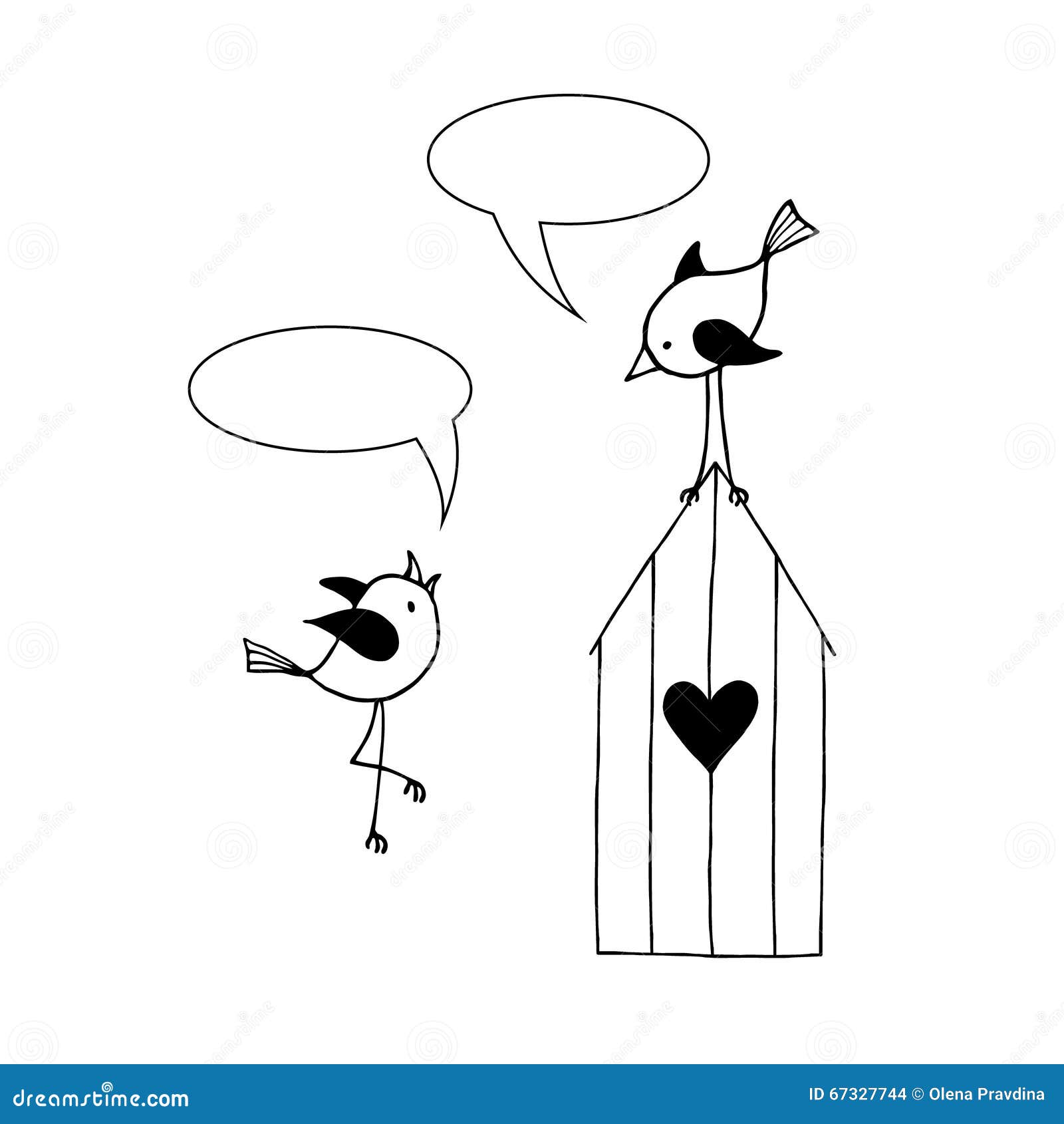 Two birds are talking. stock vector. Illustration of banner - 67327744