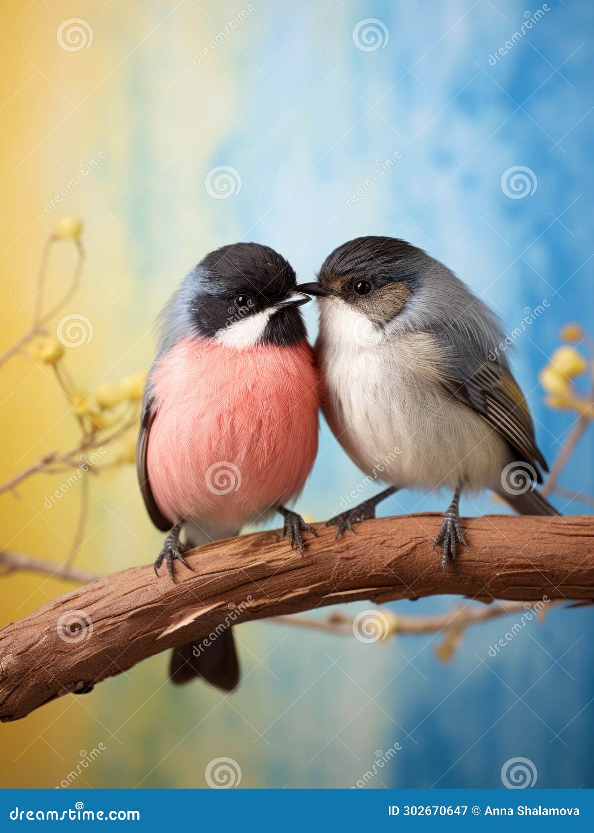 Two Birds Touching Beaks on a Branch. the Concept of Affection and ...