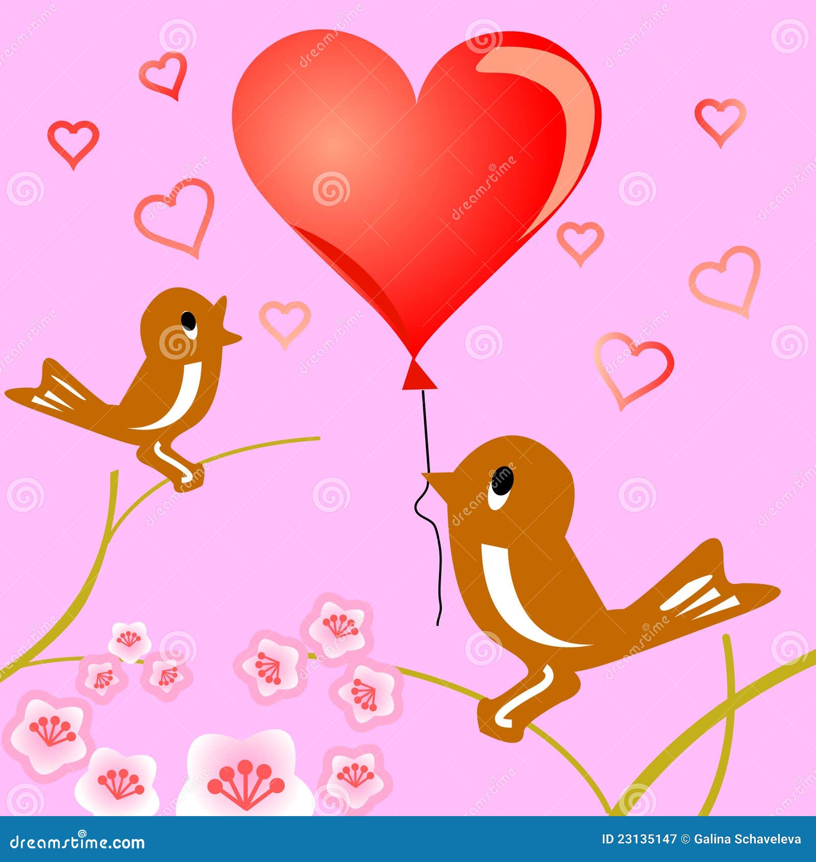 Two birds wiht red ball stock vector. Illustration of ornament - 23135147