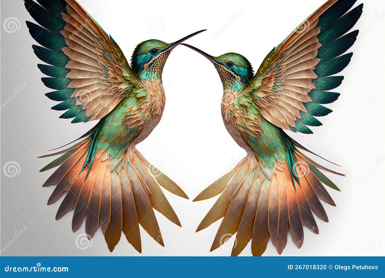 Two Birds with Wings Spread Open and One Bird with Its Beak Open and ...