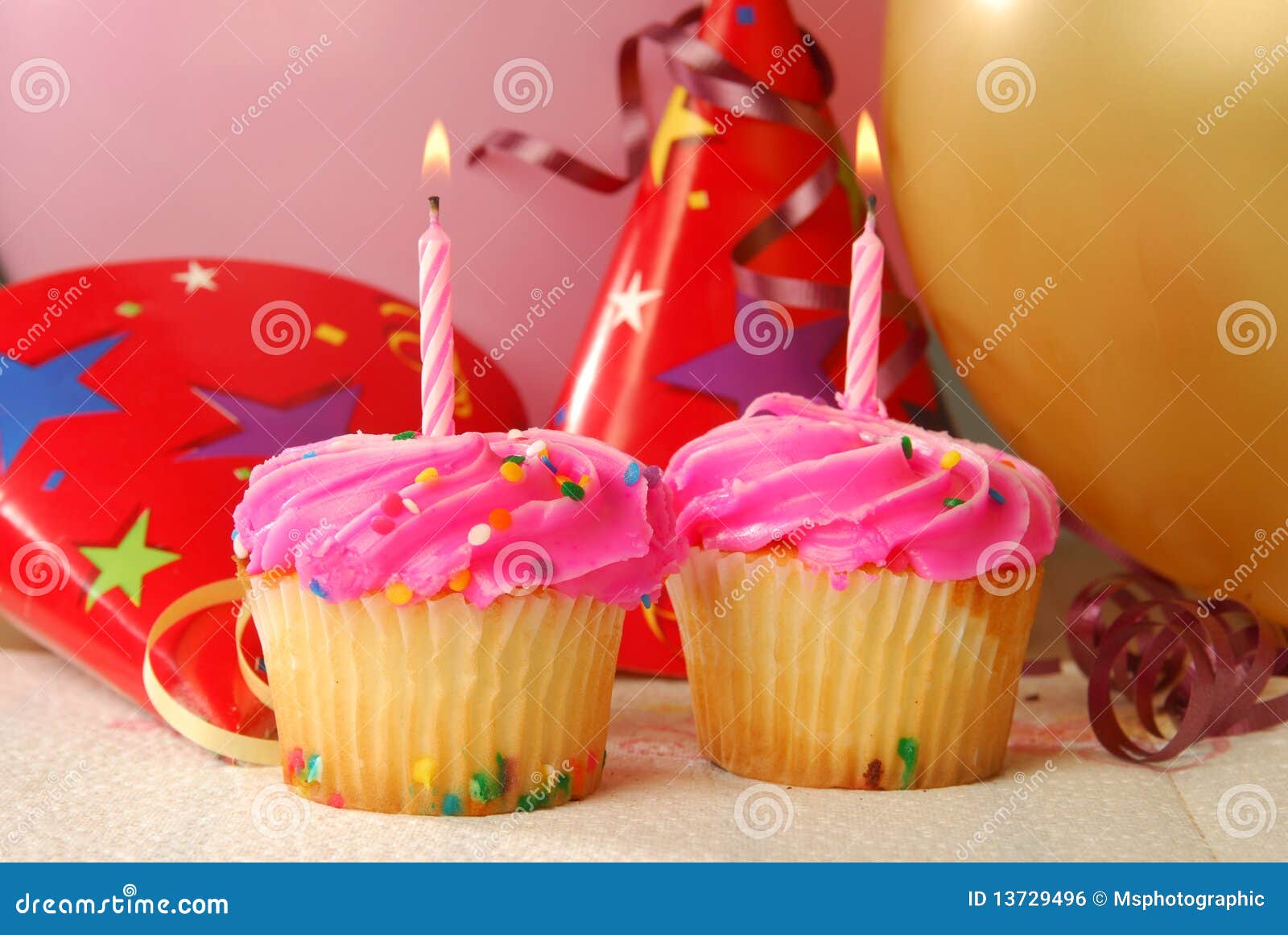Two Birthday Cupcakes stock photo. Image of birthday - 13729496