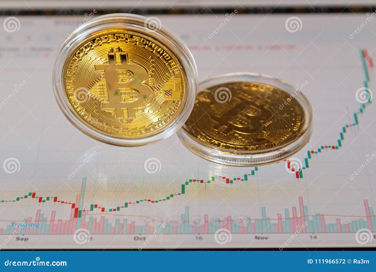 Two bitcoins and diagram stock photo. Image of colored - 111966572