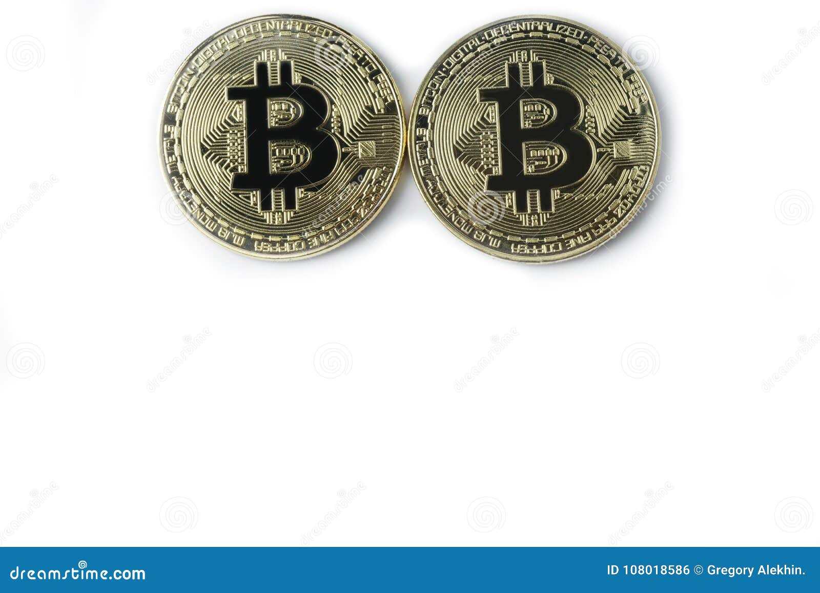 Two Bitcoins - Gold Isolated On White Background Stock Photo - Image of ...