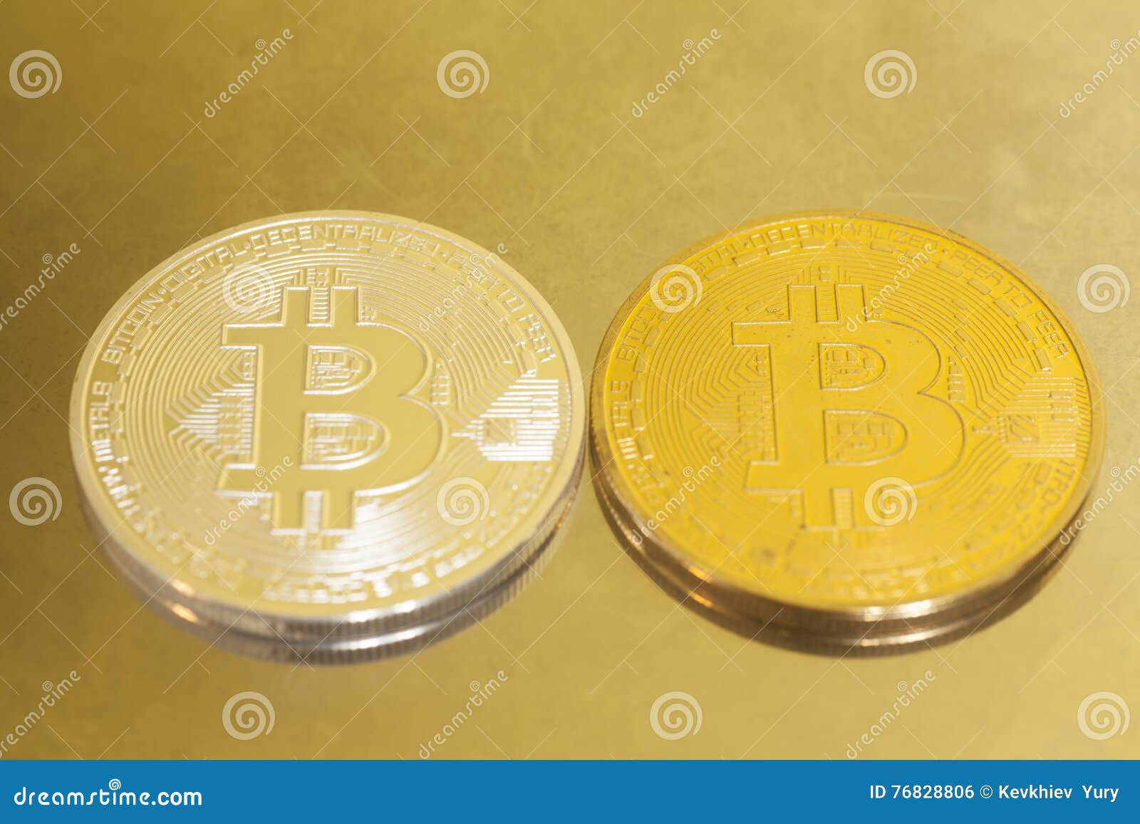 Two Bitcoins Silver and Gold on Metal Stock Photo - Image of golden ...
