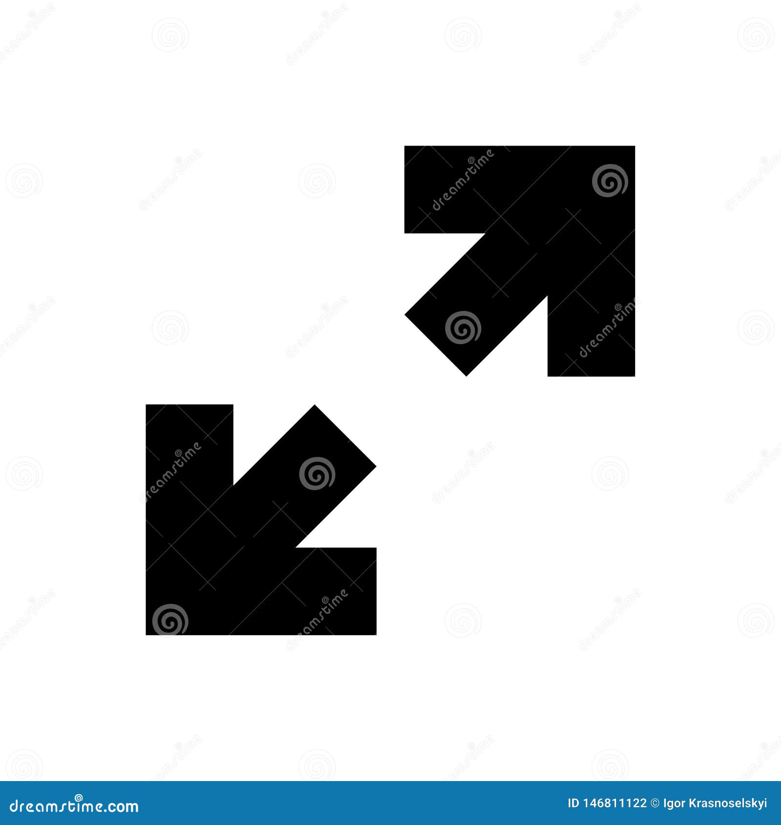 Two Black Arrows Diagonally. Black Arrows Icon. Arrow Sign Stock Vector ...