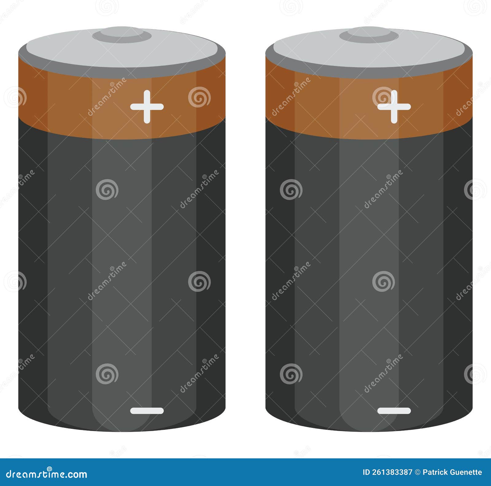 Two black batteries, icon stock vector. Illustration of flat - 261383387