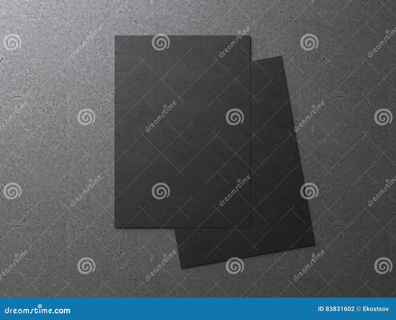 Two Black Blank Paper Sheets. 3d Rendering Stock Illustration ...