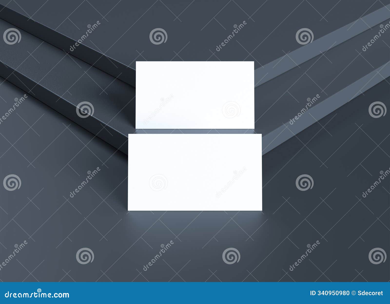 Two Black Business Cards on Blue Display Mockup. Blank Calling Card. 3D ...