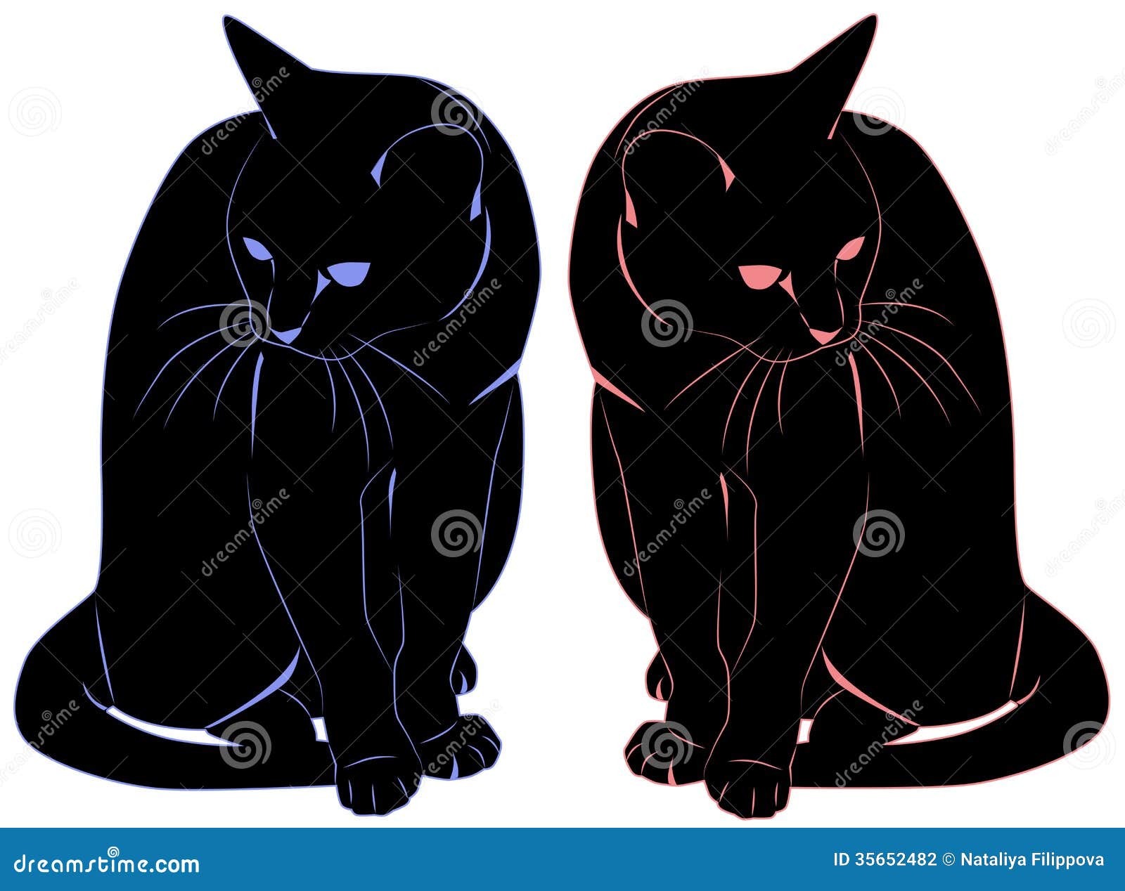 Two black cats stock vector. Illustration of pink, concept - 35652482