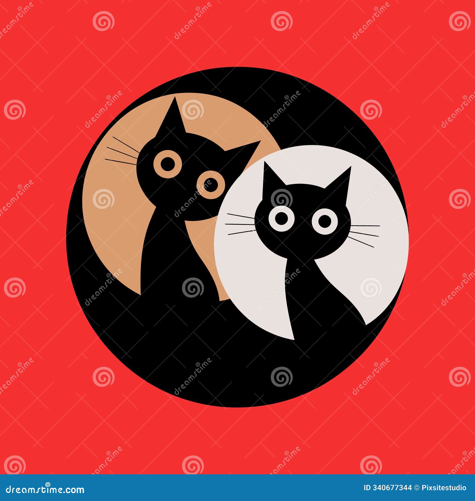 Two Black Cats in a Circle stock illustration. Illustration of domestic ...