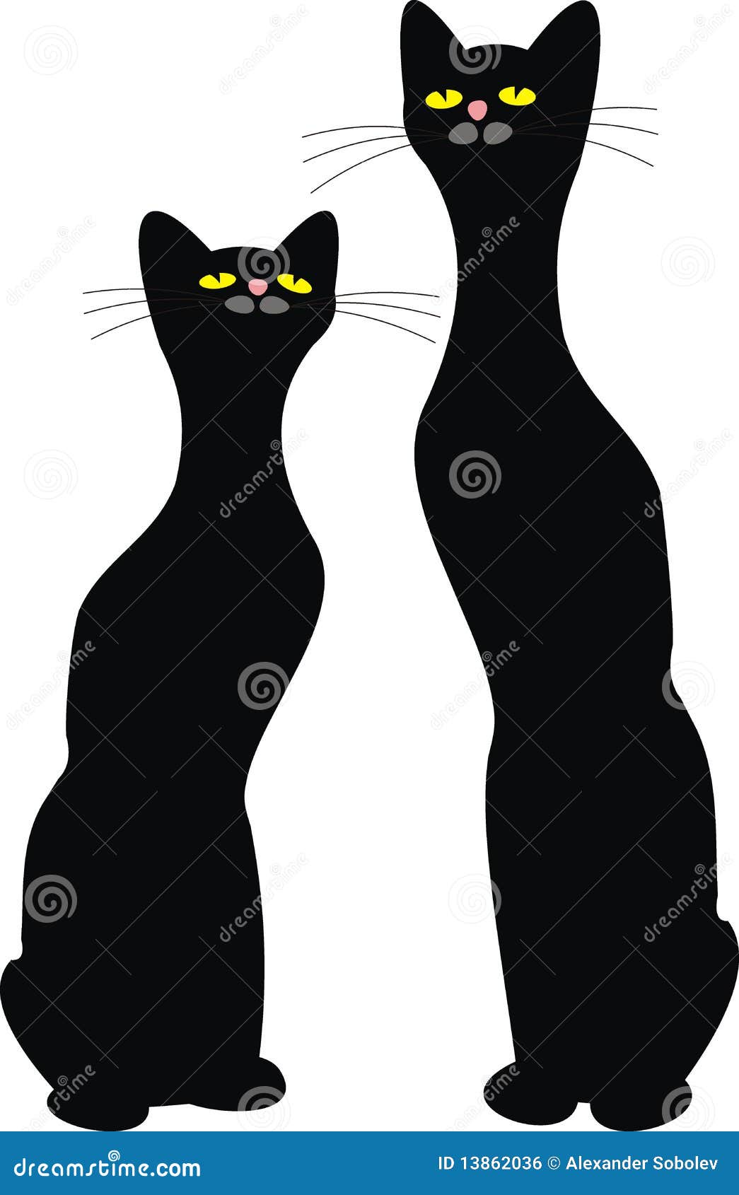 Two black cats. Love. stock vector. Illustration of drawing - 13862036