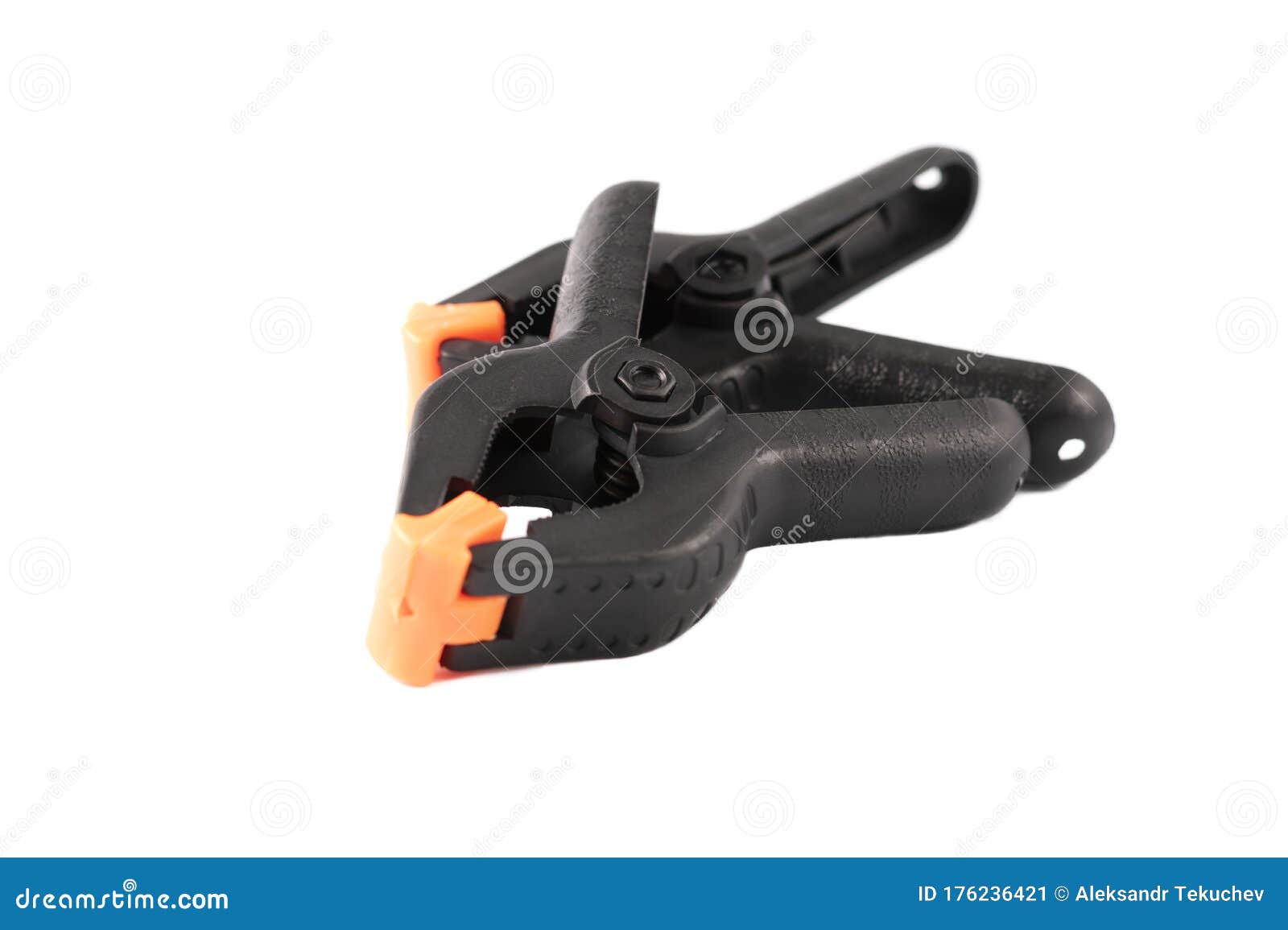 Two Construction Clips Of Different Sizes Of Black And Yellow Close-up ...