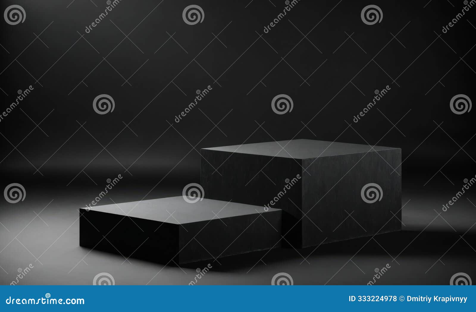 Two Black Square Podiums on a Dark Background Stock Illustration ...