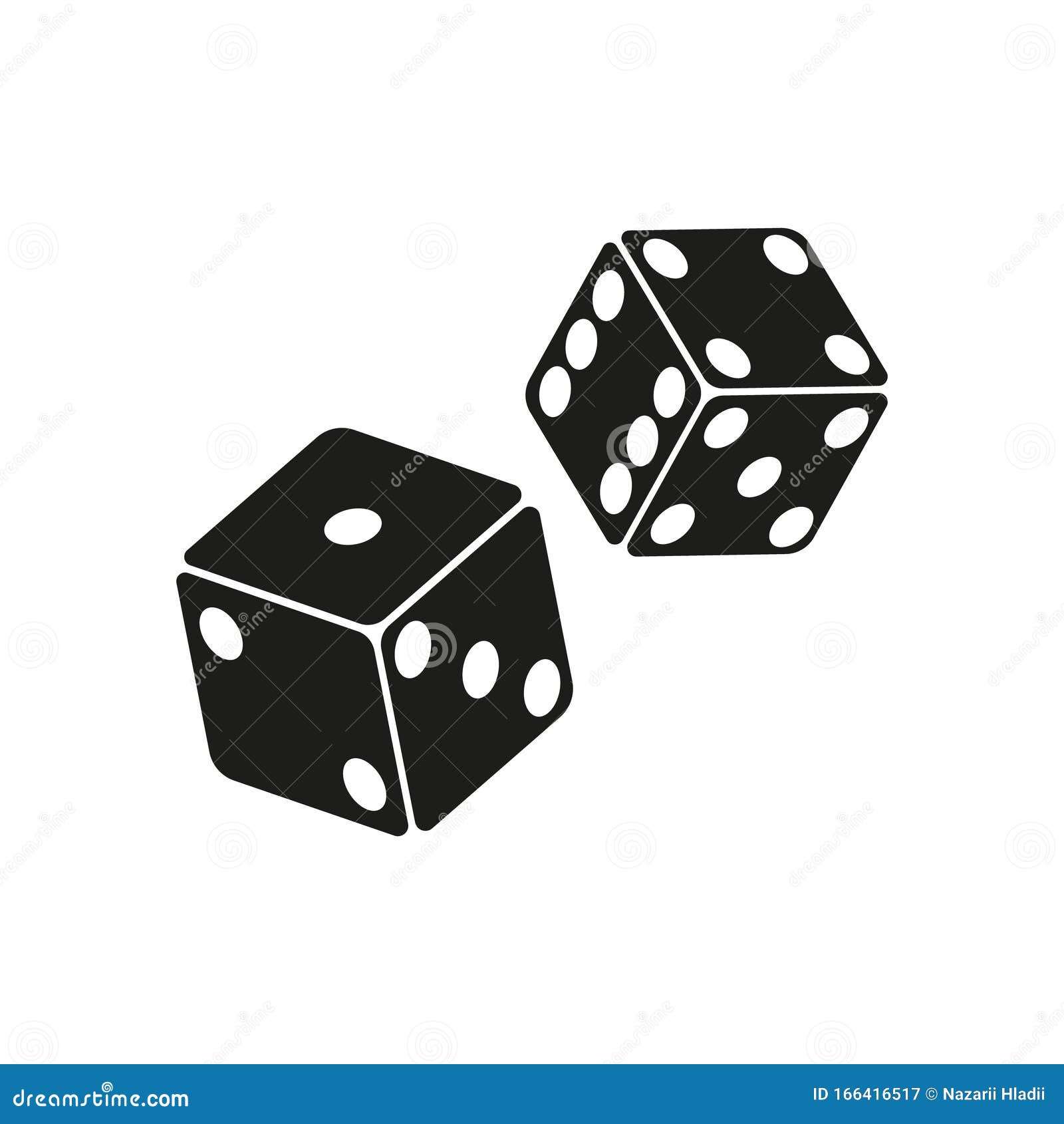 Two Black Dice Cubes on White Background. Vector Illustration. Stock ...
