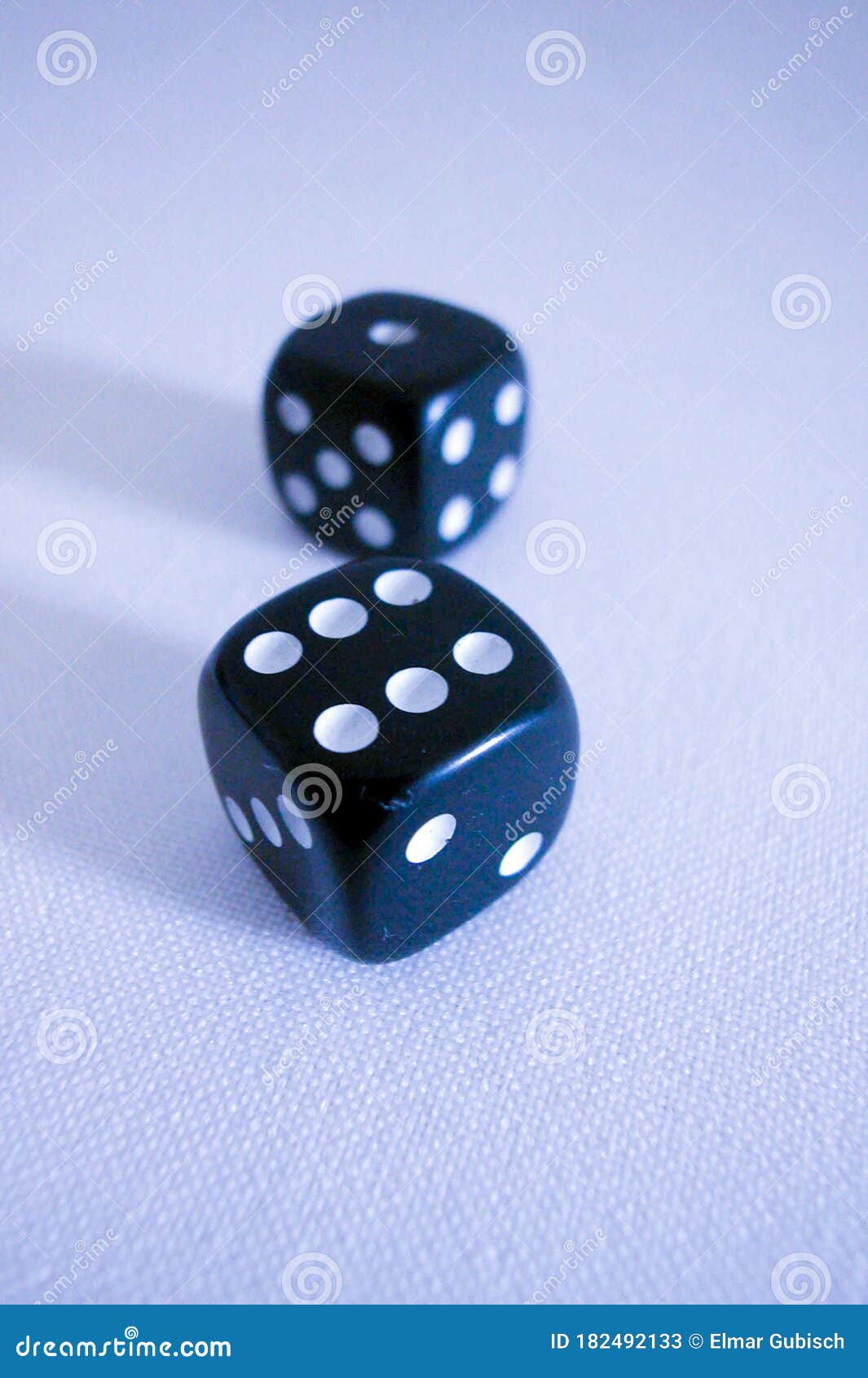 Two Black Dice Showing the Numbers One and Six Stock Image - Image of ...