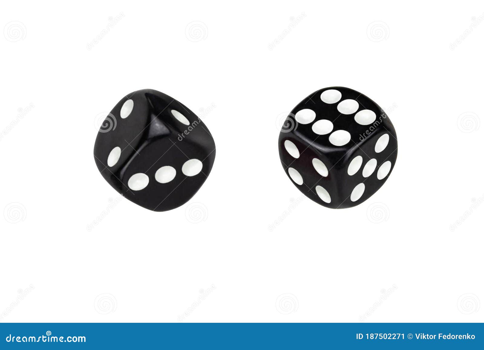 Two Black Dice Isolated on White without Shadow. All Aspects of the ...