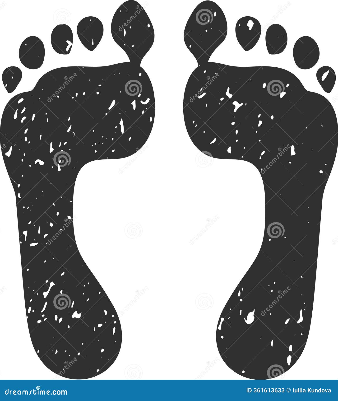 Two Black Human Footprints with Toes Pointing Forward are Visible on a ...