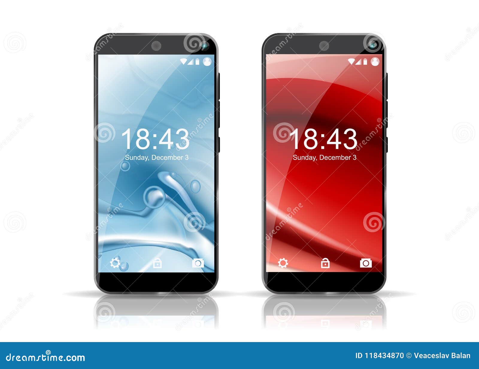 Two Black Mobile Phone, Smartphone with Nice Background. Realistic ...