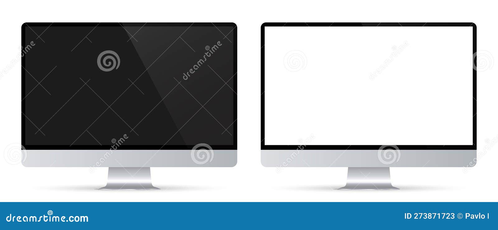 Two Black Monitor Mockup with White and Black Empty Display - Vector ...