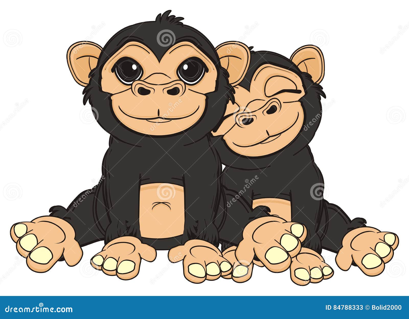 Two black monkeys stock illustration. Illustration of couple - 84788333