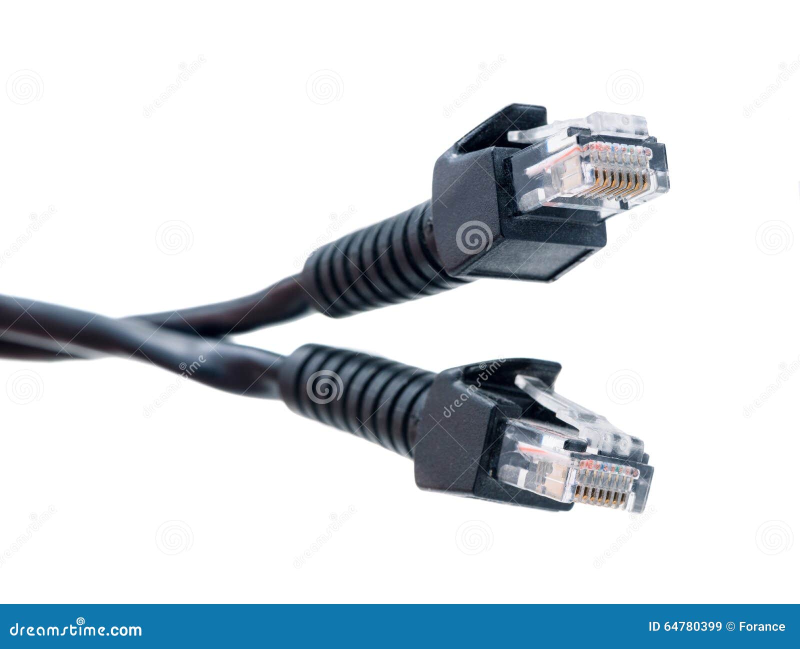 Two Black Network Cables stock image. Image of data, white - 64780399