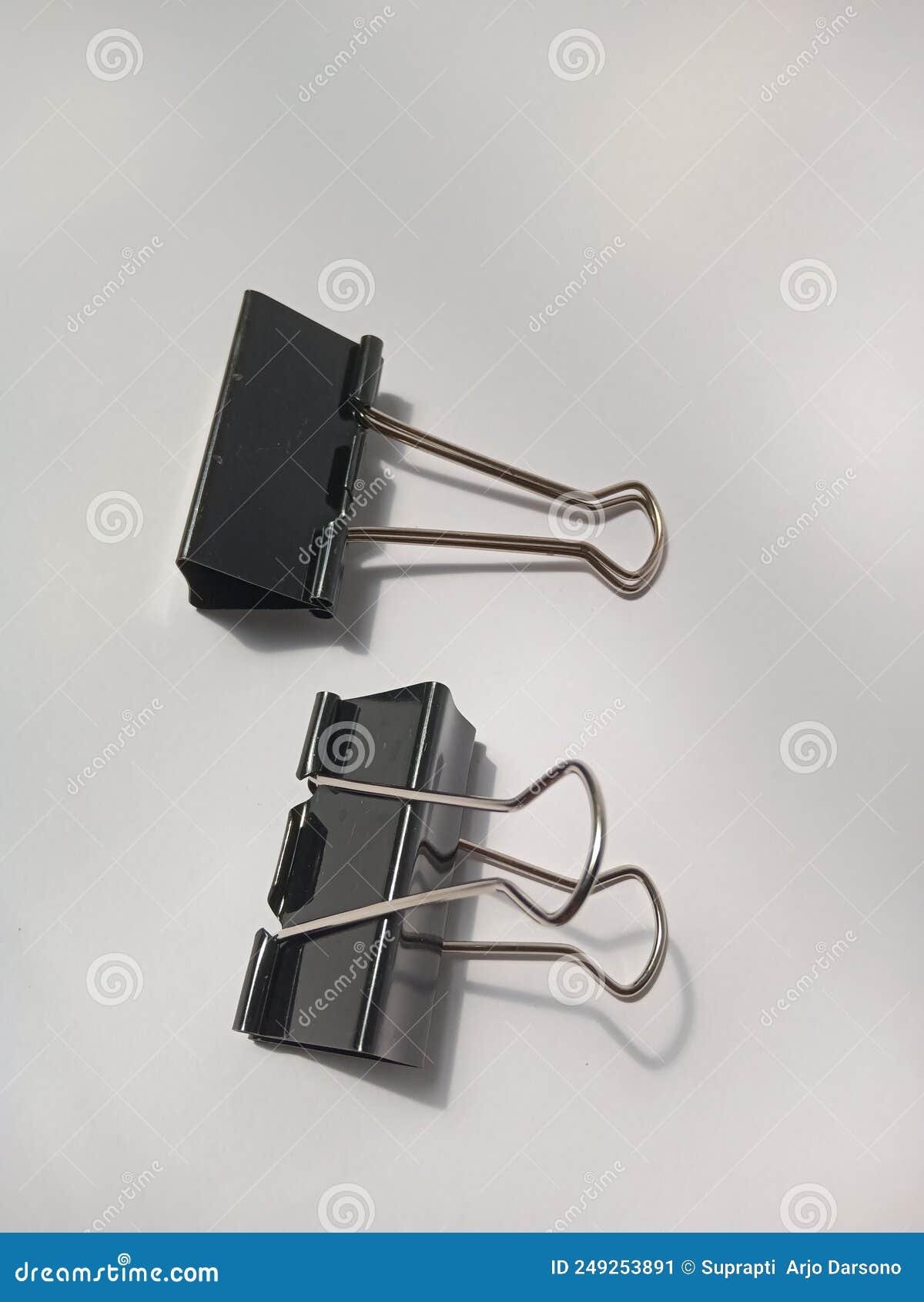 Two Black Paper Clips, Plain White Background for Design Stock Image ...