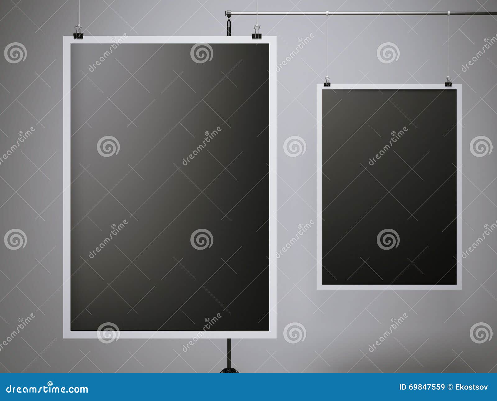 Two black posters hanging stock illustration. Illustration of marketing ...