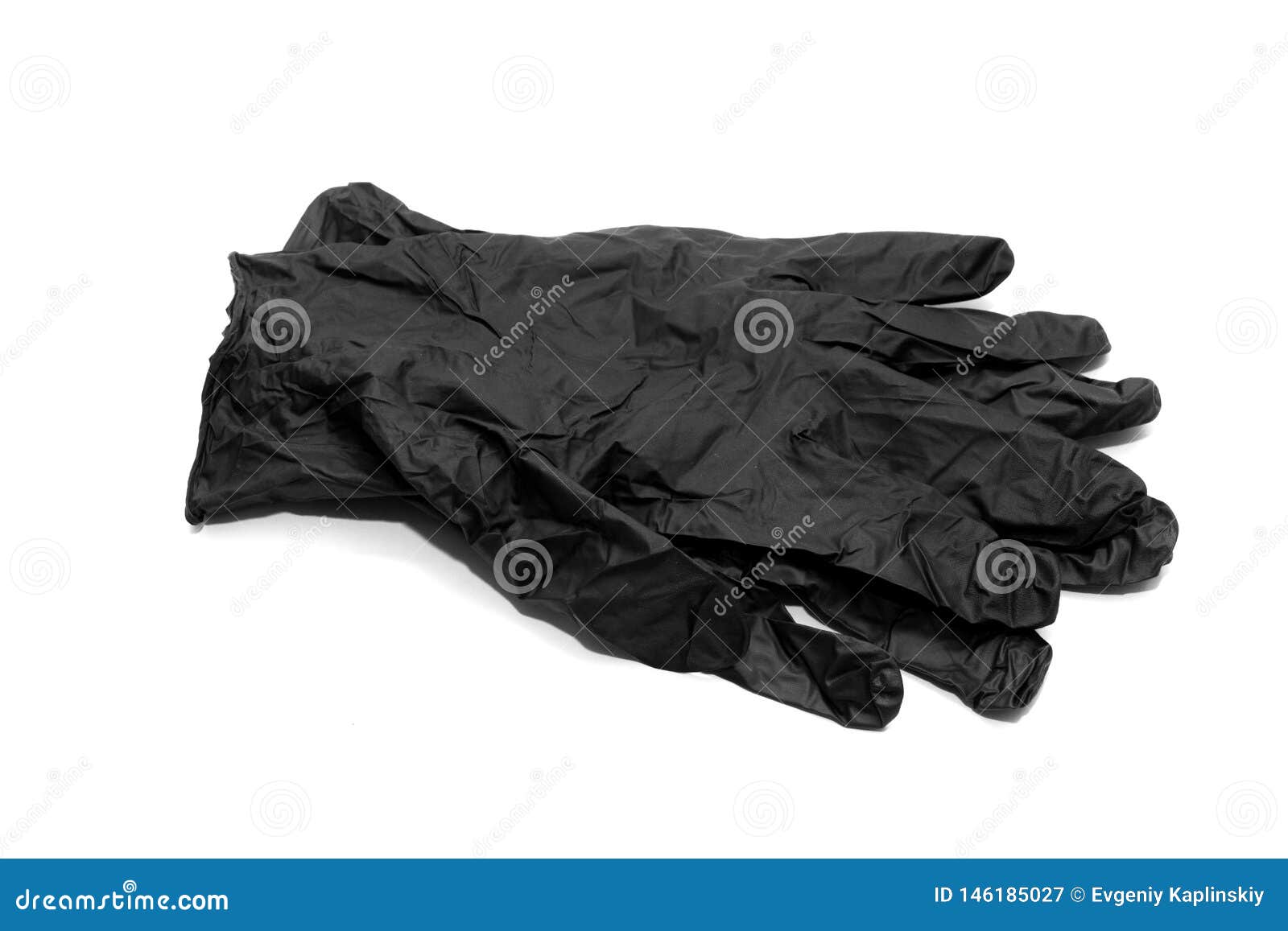 Two Black Rubber Gloves Isolated on White Surface. Stock Image - Image ...