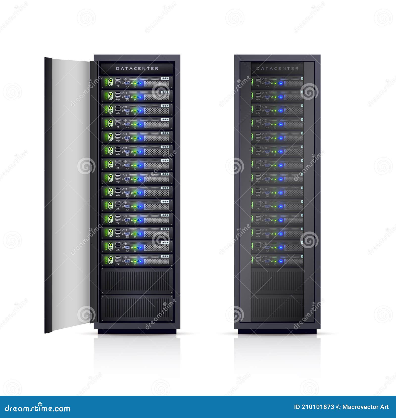 Two Black Server Racks Realistic Illustration Stock Vector ...