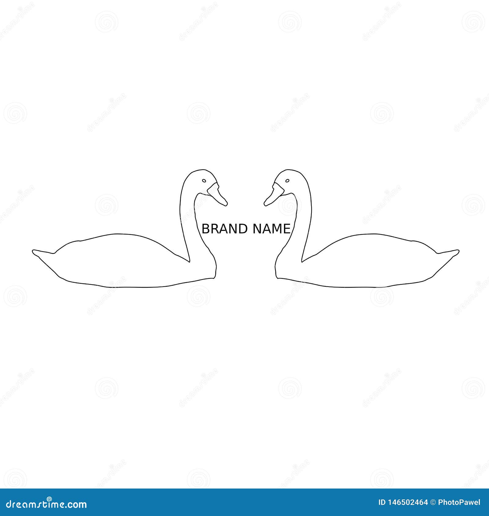 Two Black Swans on White Background. Stock Illustration - Illustration ...
