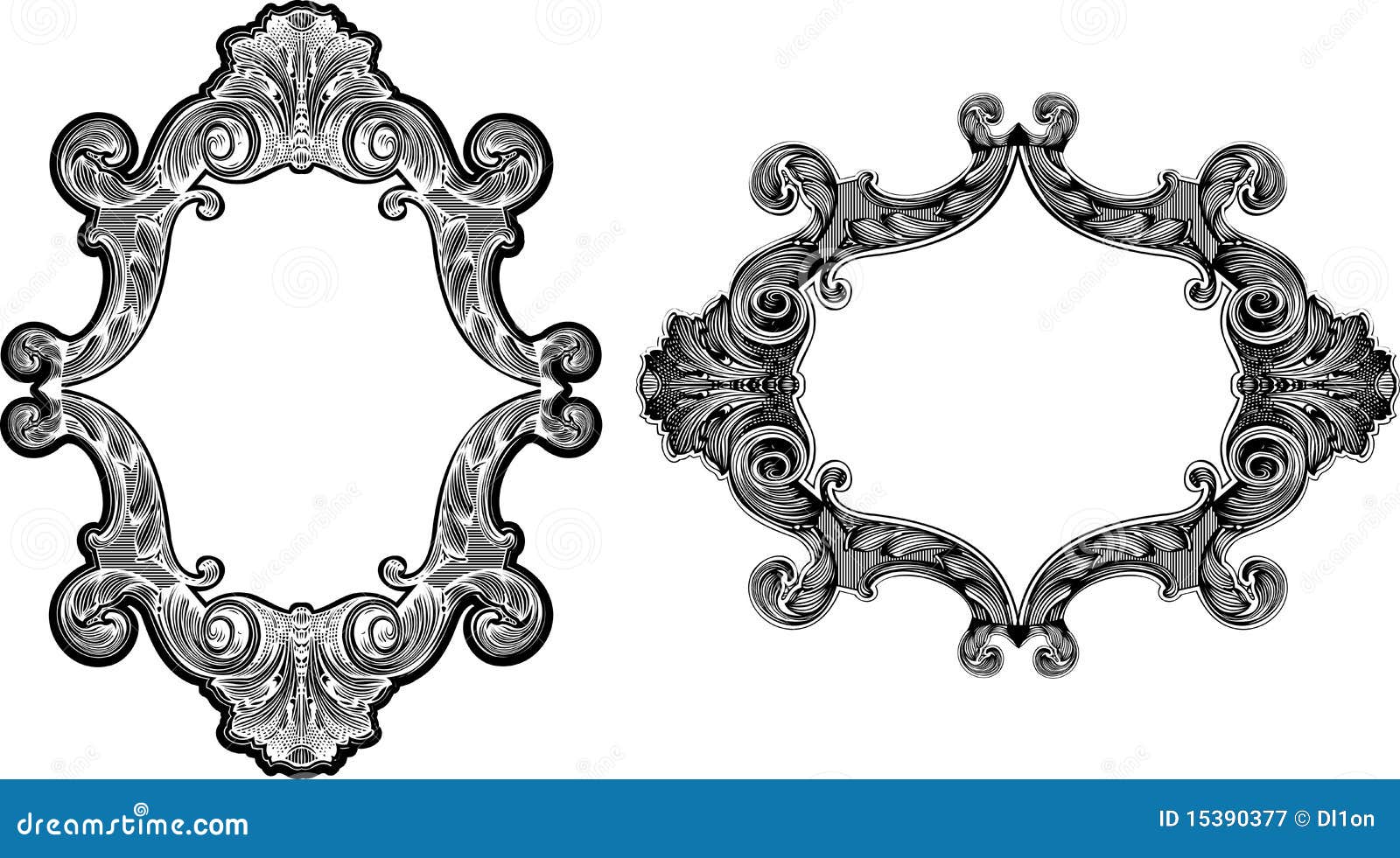 Two Black and White Baroque Frames Stock Vector - Illustration of color ...