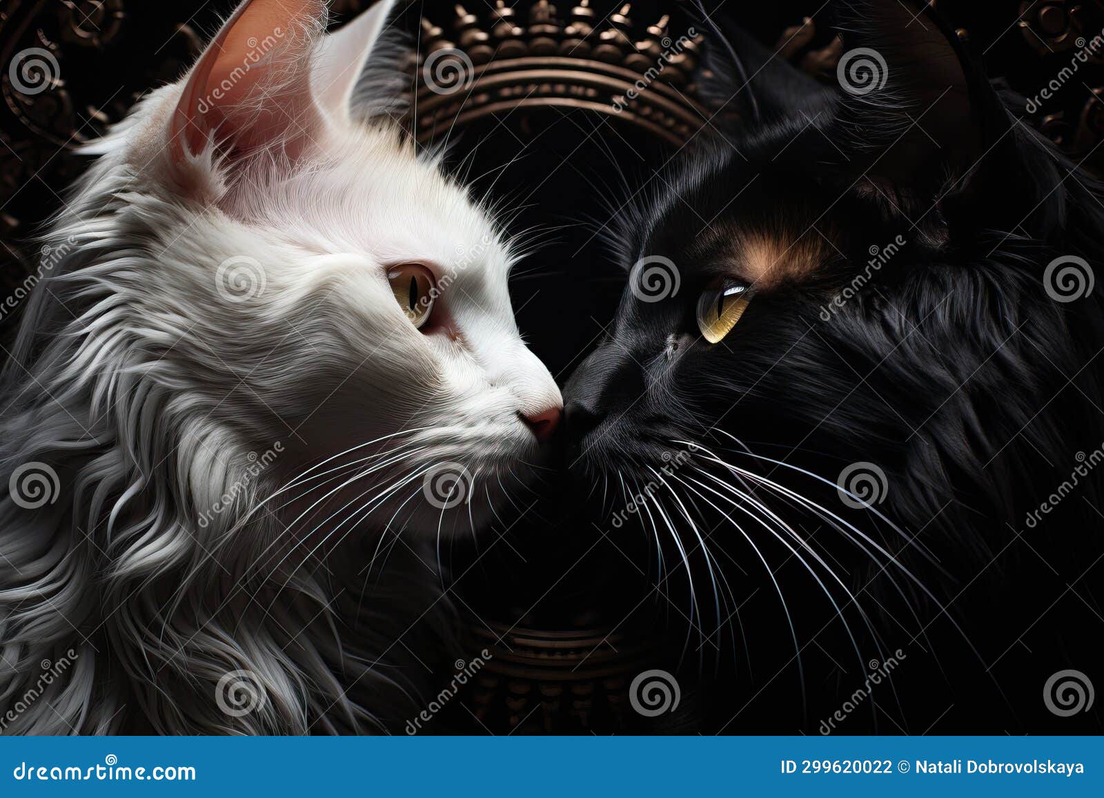 Two Black and White Cats Face To Face Stock Photo - Image of intensity ...