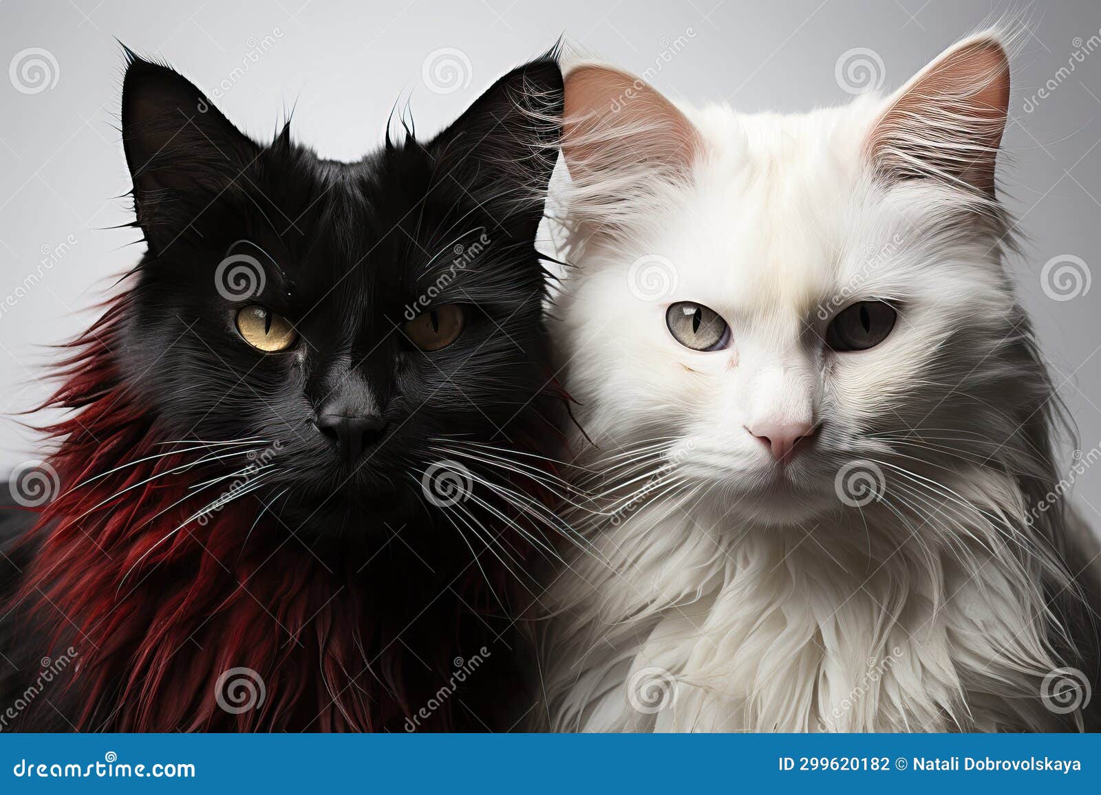 Two Black and White Cats Face To Face Stock Photo - Image of duel ...