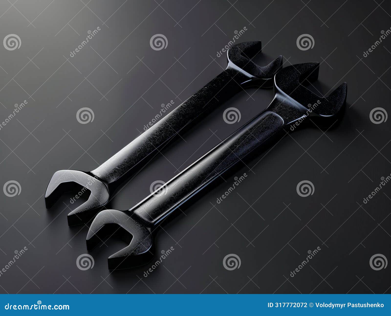 Two Black Wrenches on a Black Surface Stock Photo - Image of surface ...