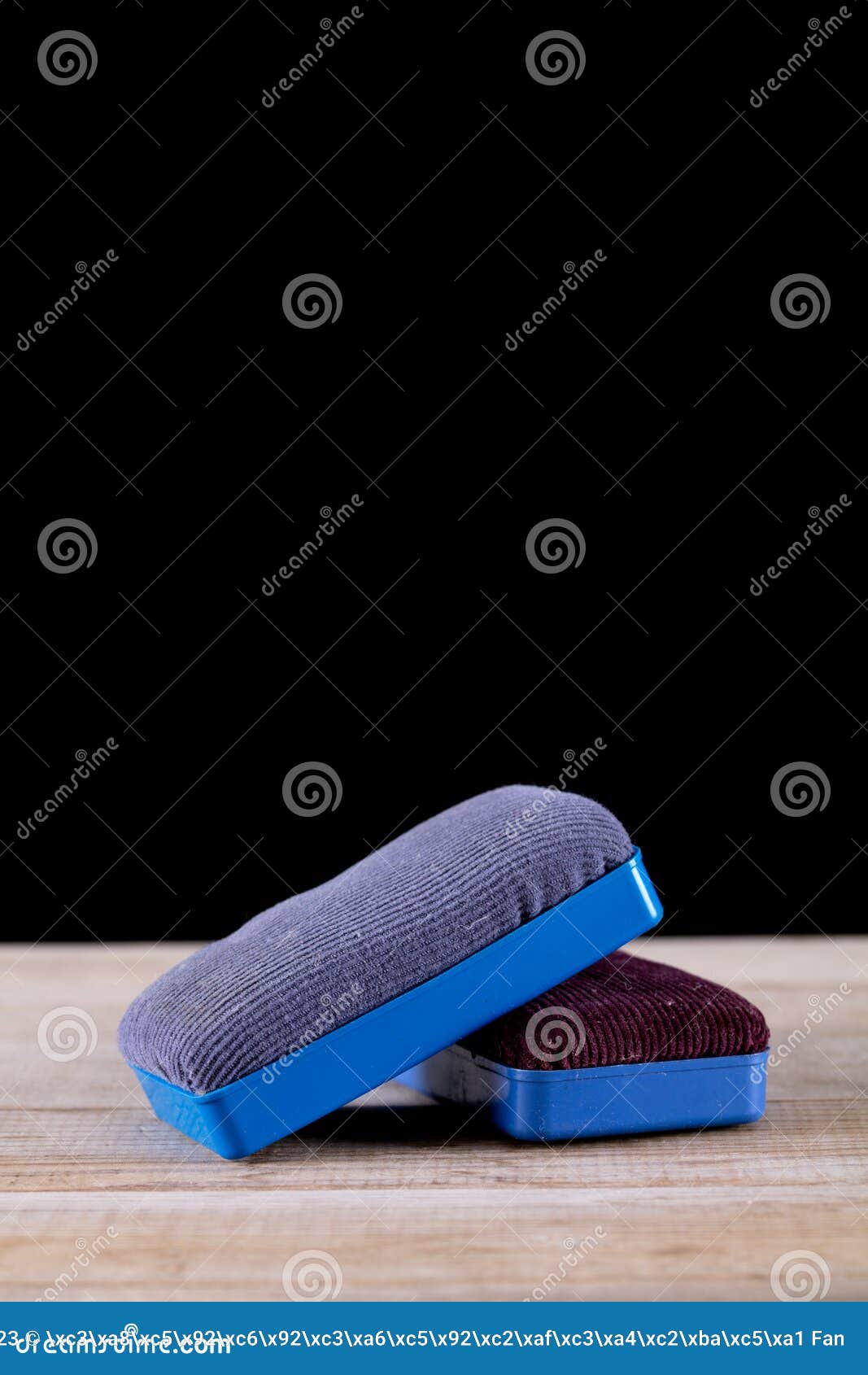 Two Blackboard Erasers on Table Stock Image - Image of education, clock ...