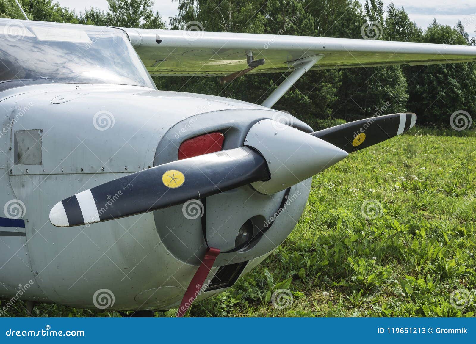 Two-bladed Propeller Single-engine Aircraft, Close - Up Stock Image ...