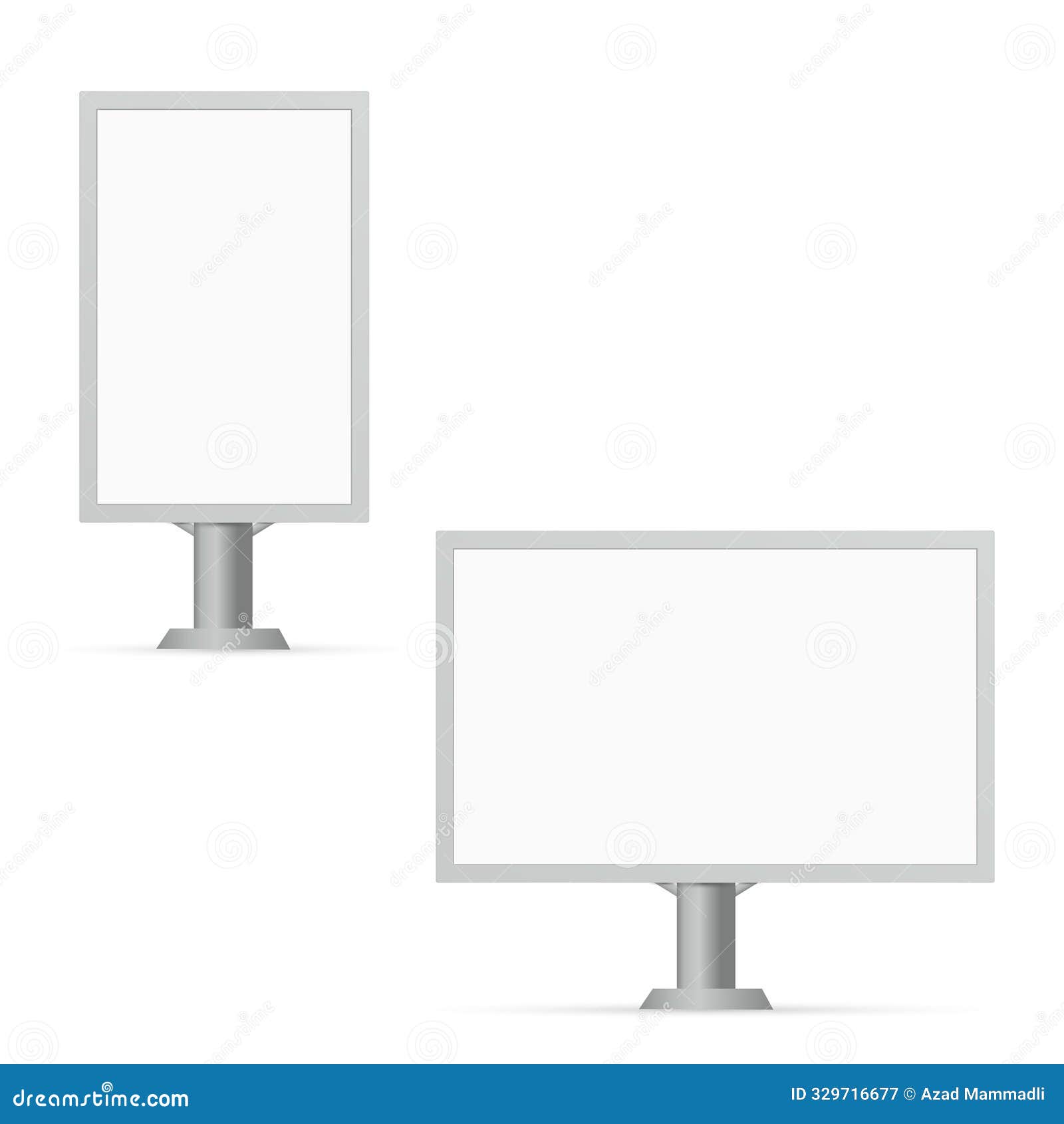 Two Blank Billboards, One Vertical and One Horizontal. Vector Stock ...