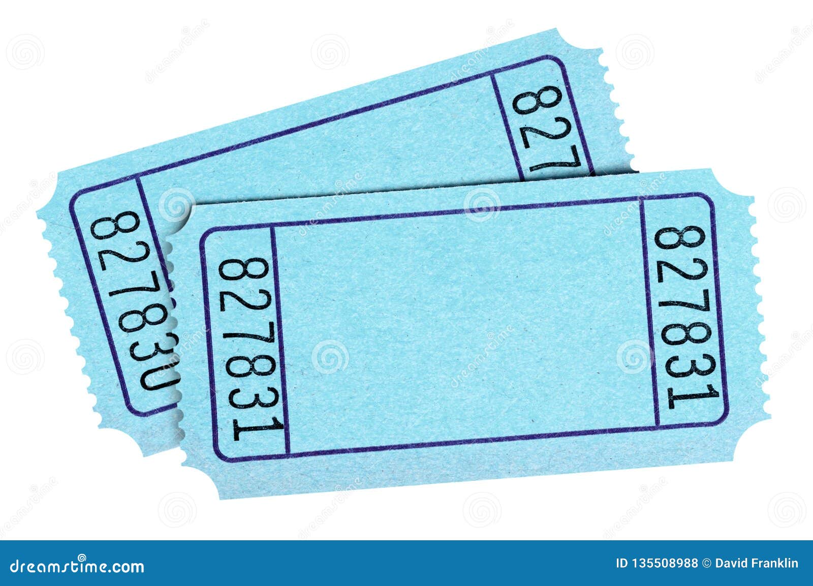 Two Blank Blue Raffle Concert Tickets Isolated on White Stock Photo ...