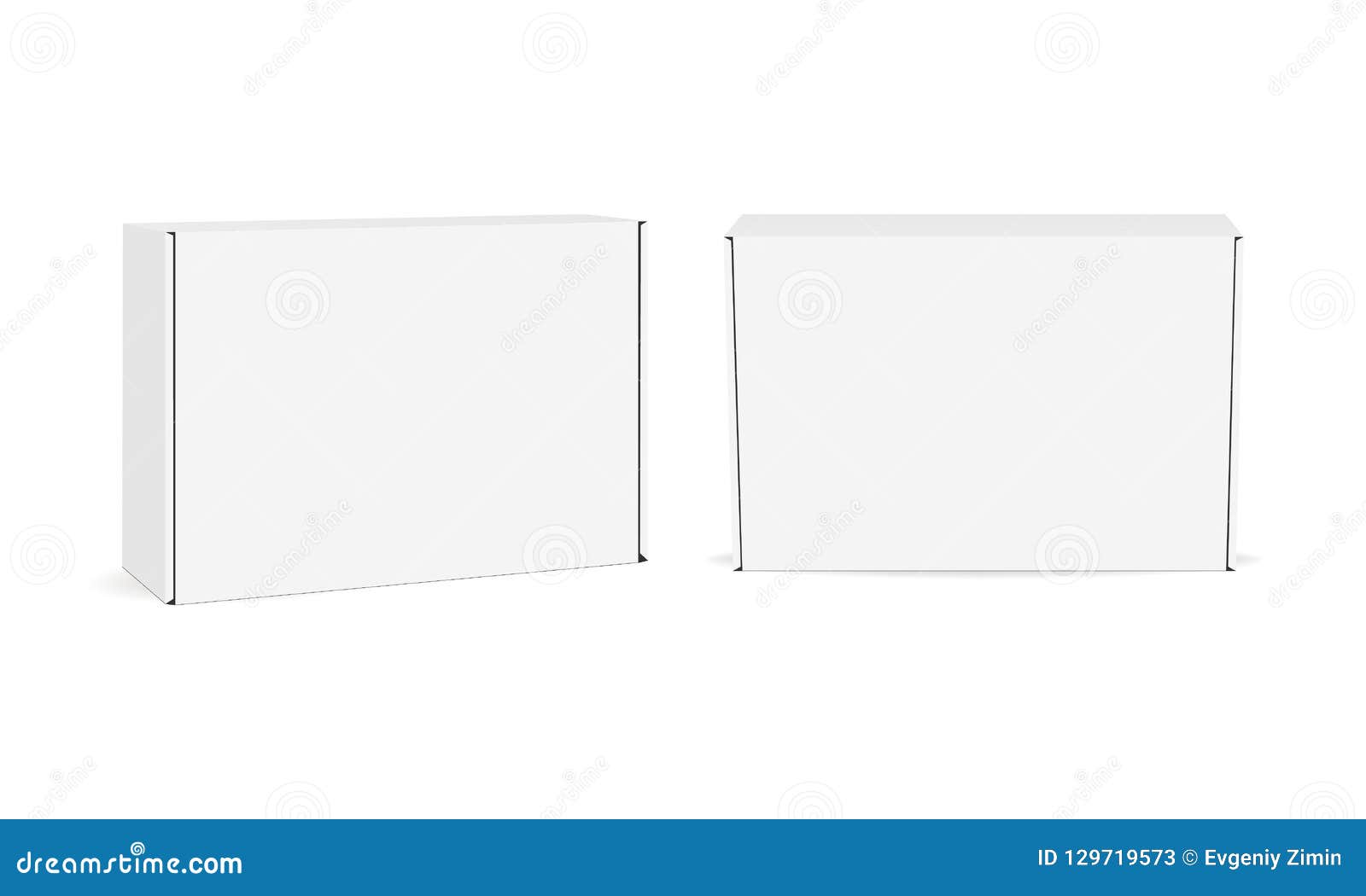 Two Blank Cardboard Boxes - Front and Side View Mock Up Isolated on ...