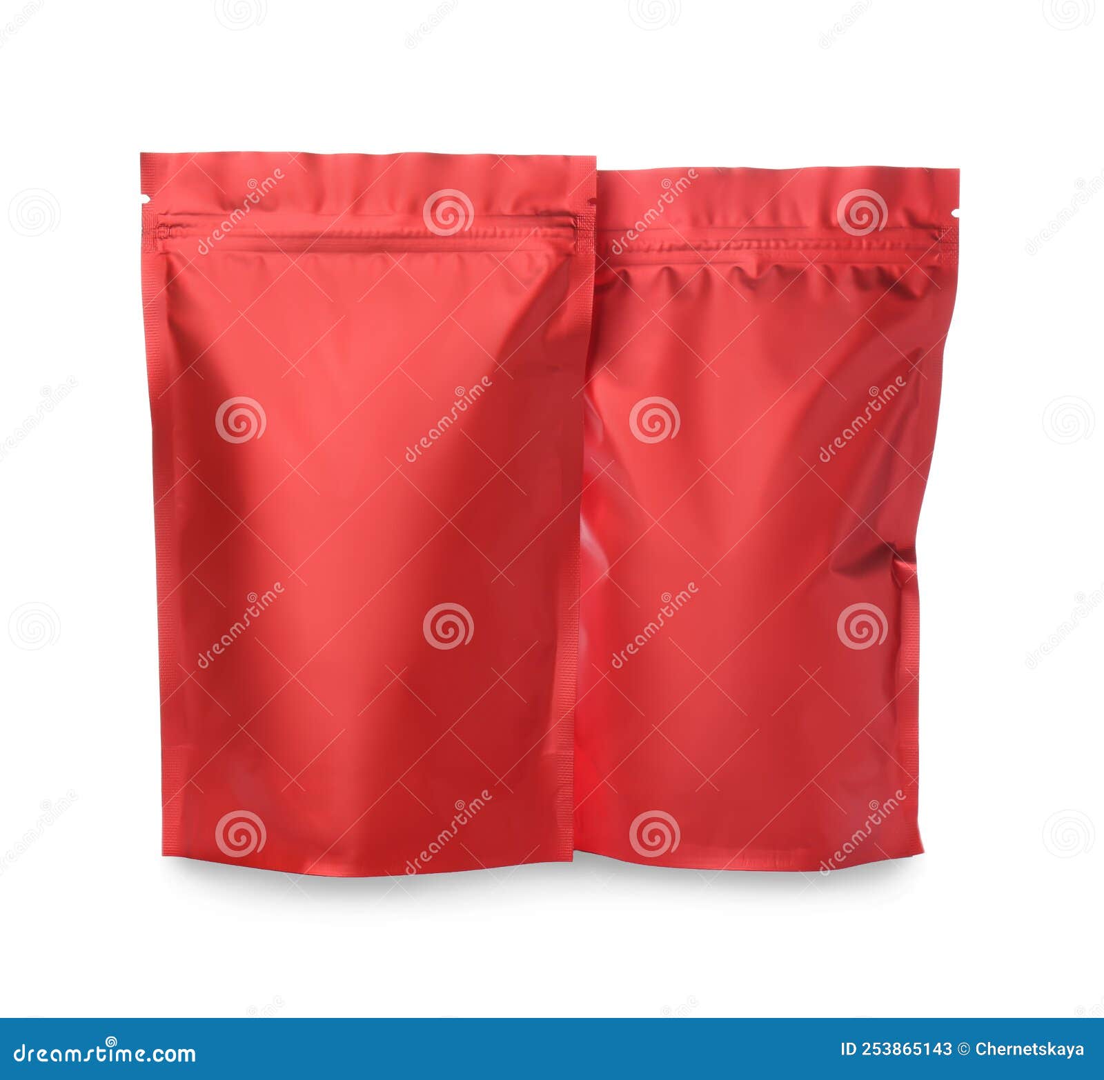 Two Blank Foil Packages Isolated on White Stock Image - Image of ...
