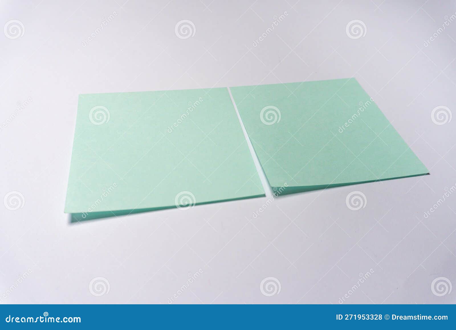 Two Blank Green Sticky Notes Stock Photo - Image of post, desktop ...