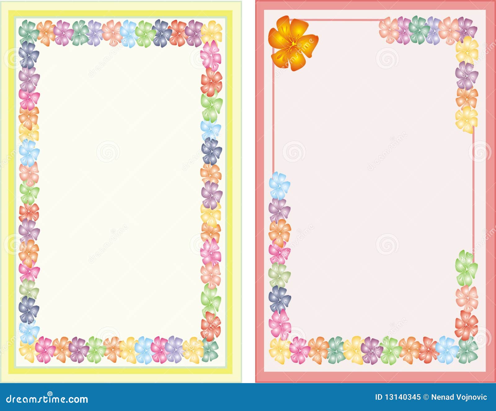 Two Blank Note with Lots of Flowers Stock Illustration - Illustration ...