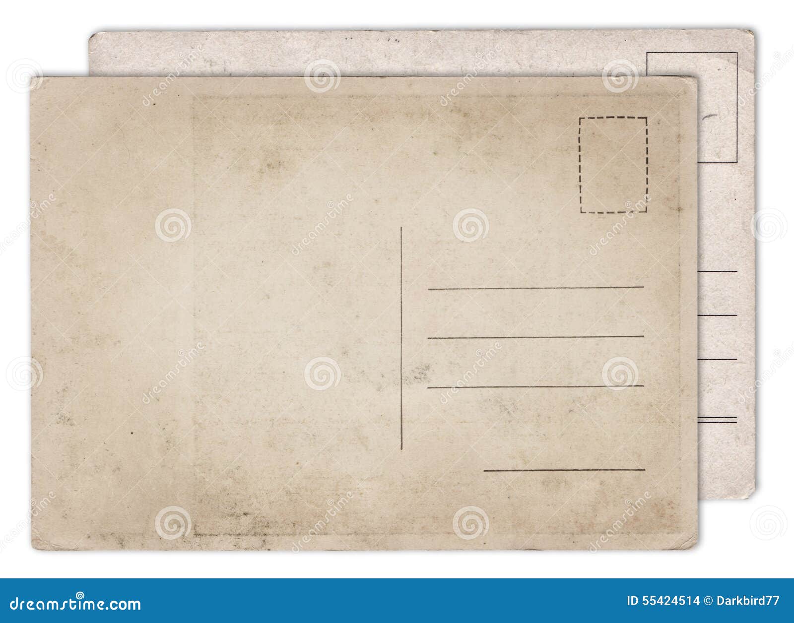 Two Blank Old Vintage Postcard Isolated Stock Photo - Image of dirty ...