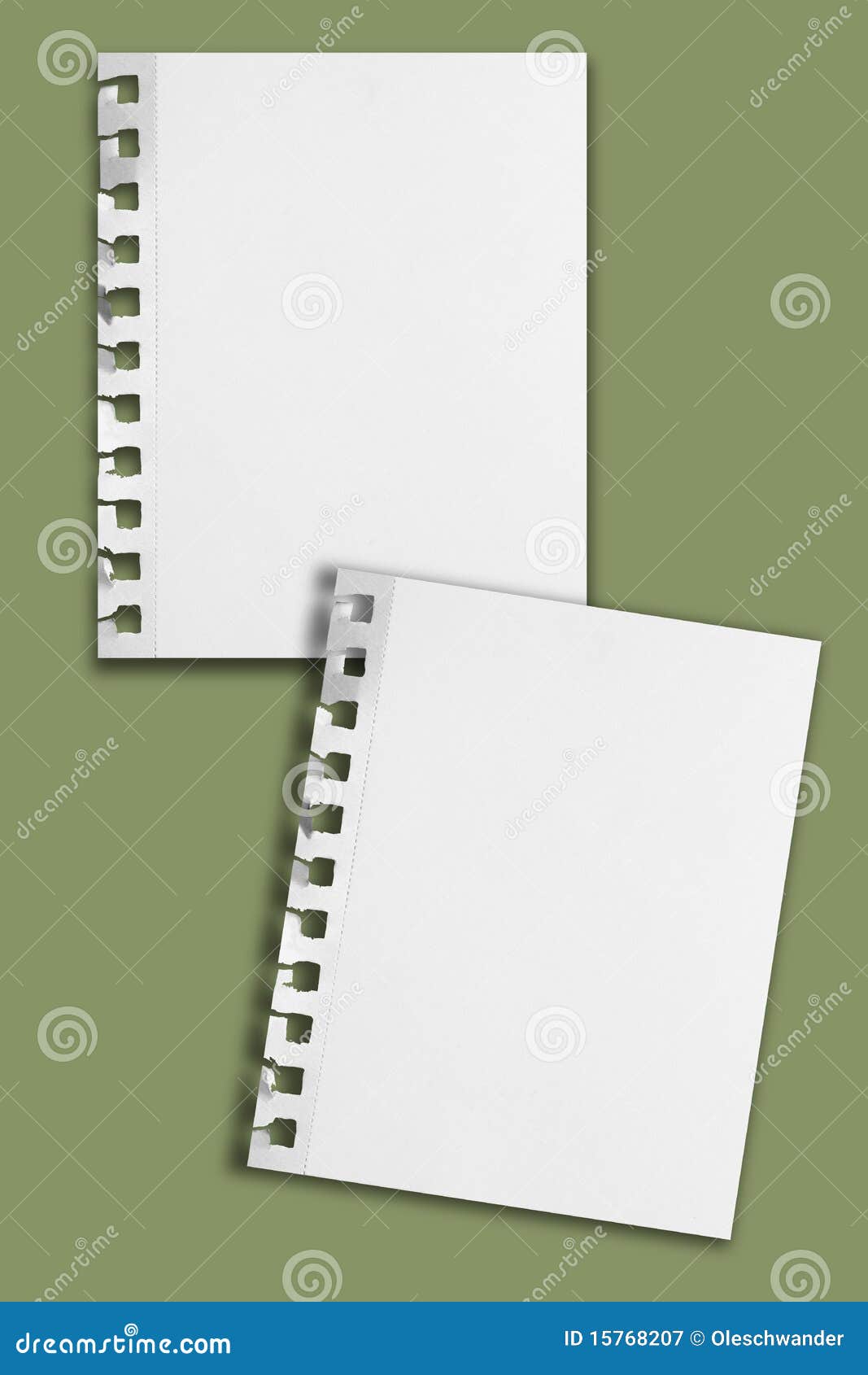 Two Blank Paper Sheets with Shadows Stock Image - Image of perforated ...