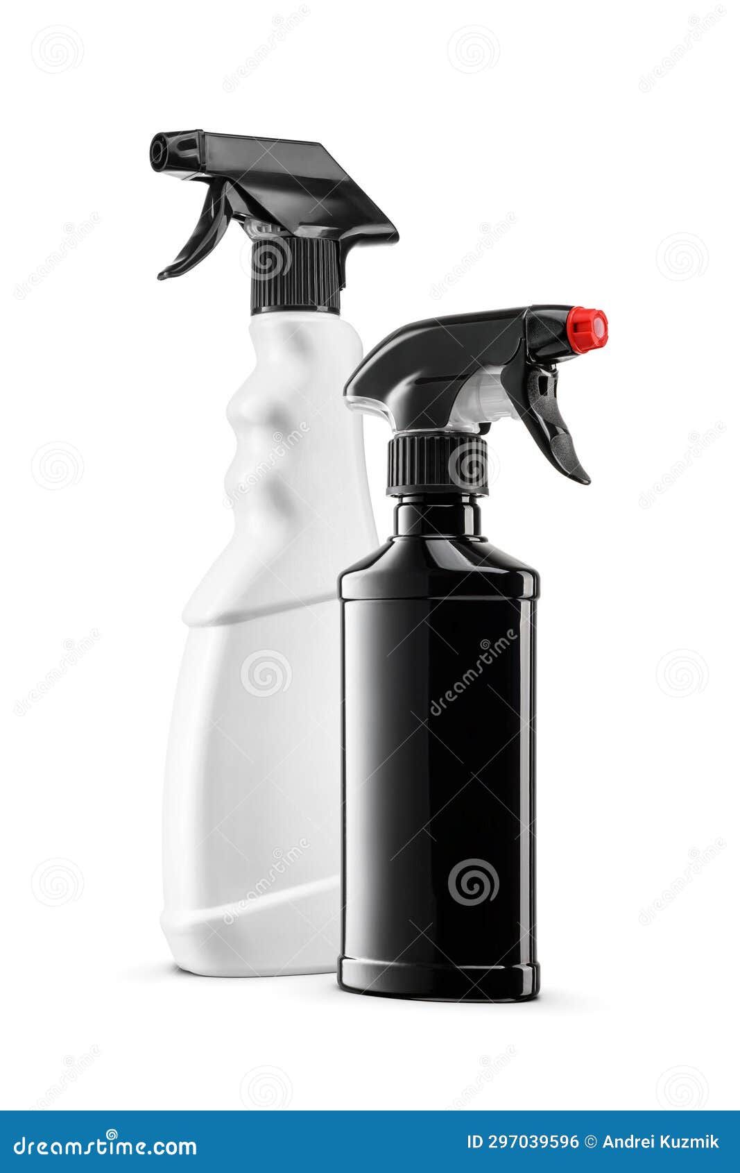 Two Blank Plastic Sprayer Detergent Trigger Bottles Isolated on White ...