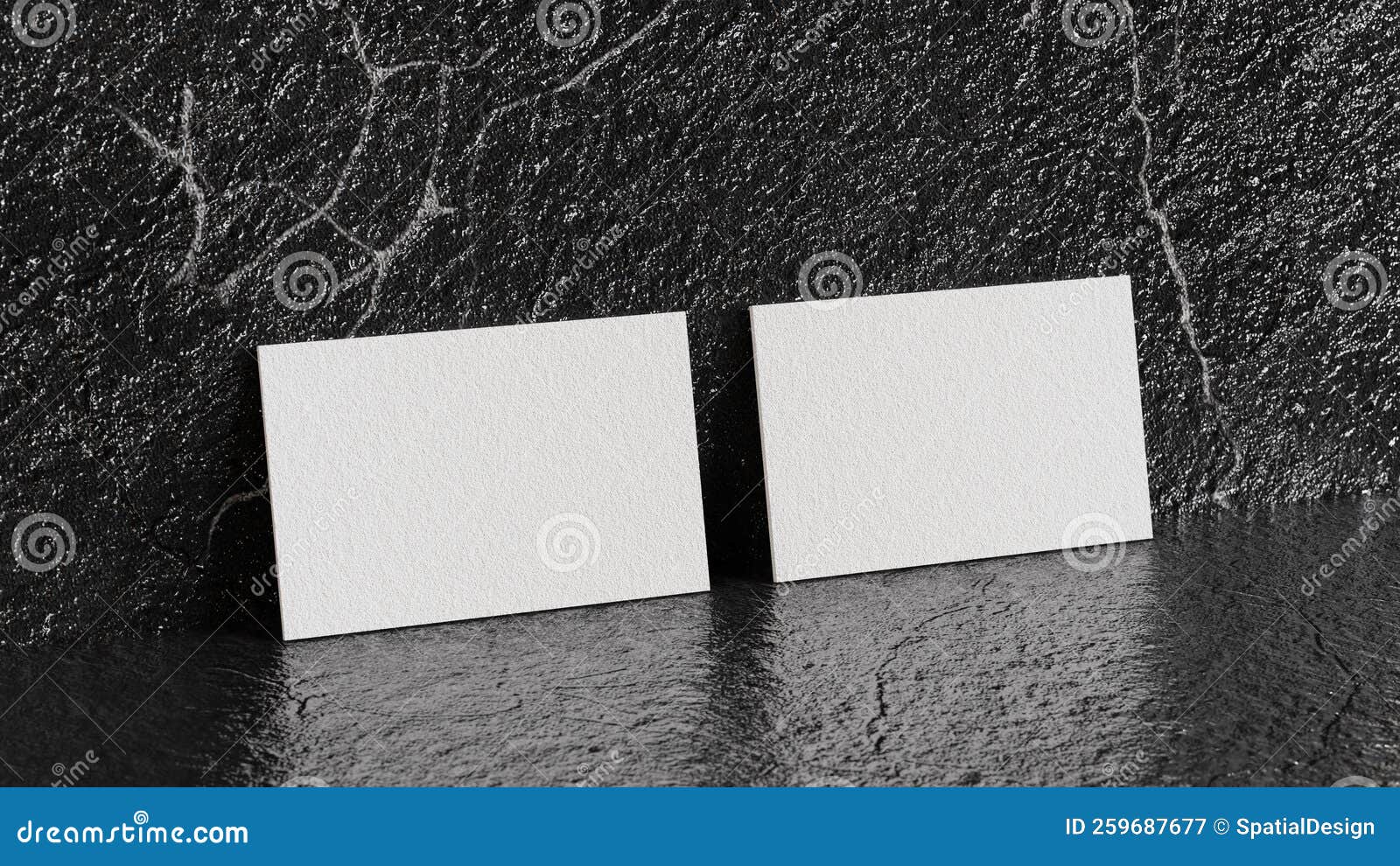 Two Blank White Horizontal Cards Mockup Side View Photo Realistic 3D ...
