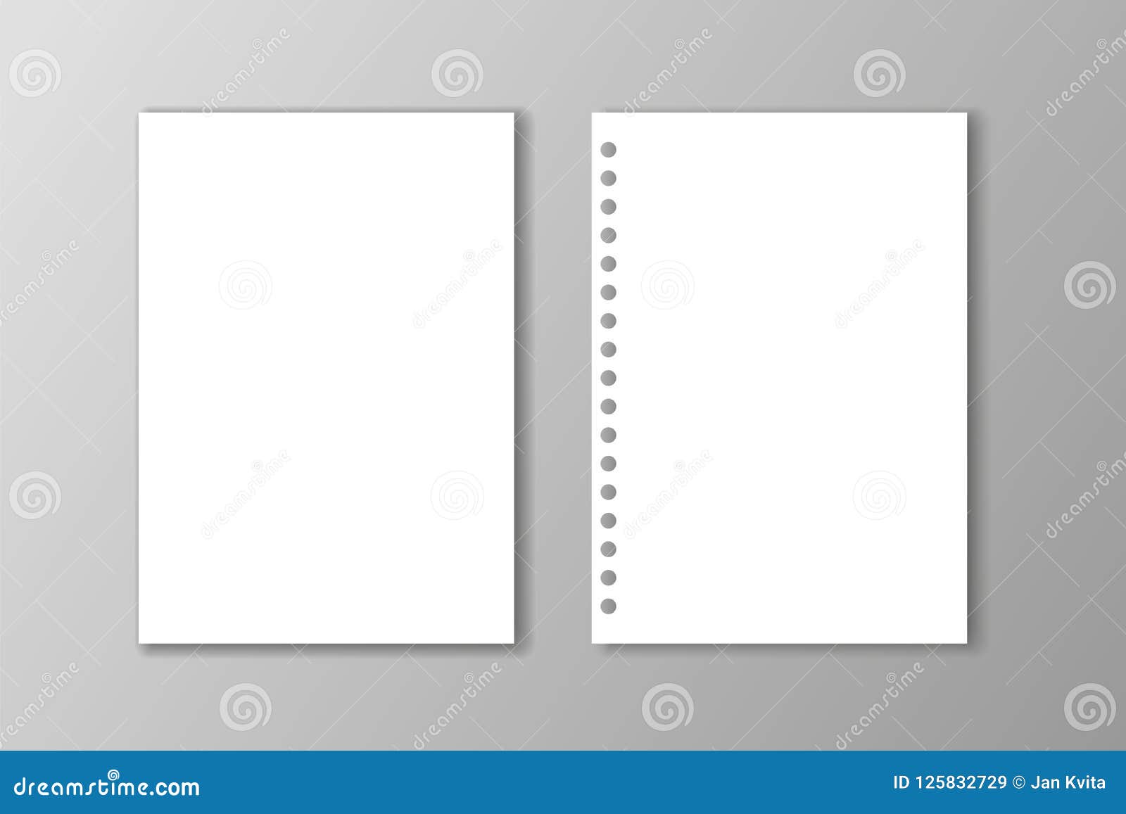 Two Blank White Paper Sheets on Grey Background. Stock Vector ...