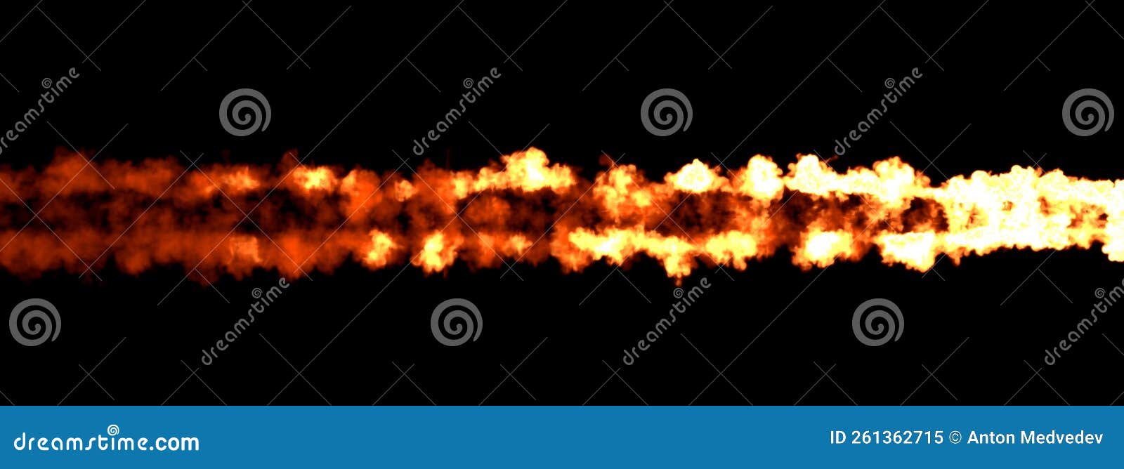 Two Blazing Lines of Fire on Black, Isolated - Object 3D Rendering ...